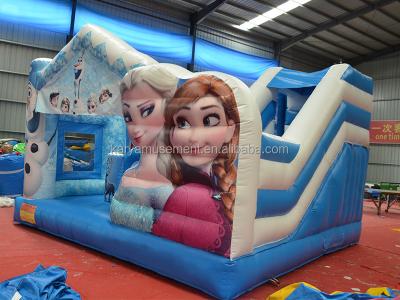 China Customized Kids Party Inflatable Trampoline Princess Elsa Castle Combo Jumping Slide for sale