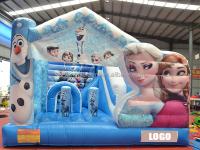 China Customized Kids Party Inflatable Trampoline Princess Elsa Castle Combo Jumping Slide for sale