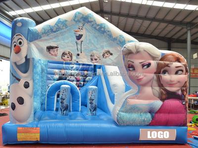 China Customized Kids Party Inflatable Trampoline Princess Elsa Castle Combo Jumping Slide for sale