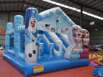 China Customized Kids Party Inflatable Trampoline Princess Elsa Castle Combo Jumping Slide for sale