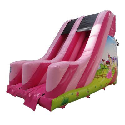 China Commerciële verhuur PVC kleine roze opblaasbare glijbaan met CE/EN71/EN14960-certificering Te koop
