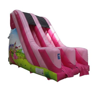 China Commerciële verhuur PVC kleine roze opblaasbare glijbaan met CE/EN71/EN14960-certificering Te koop