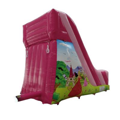 China Commerciële verhuur PVC kleine roze opblaasbare glijbaan met CE/EN71/EN14960-certificering Te koop