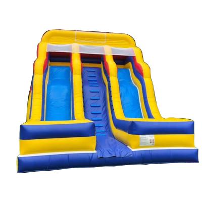 China Transporte marítimo/aéreo/expresso Slide de água amarela de PVC inflável com 2 slides e 2 piscinas à venda