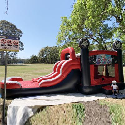 Cina 0.55mm PVC Vinyl Tarpaulin Spiderman Casa gonfiabile a rimbalzo doppi corridoi castello salto in vendita