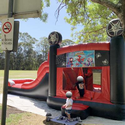 Cina 0.55mm PVC Vinyl Tarpaulin Spiderman Casa gonfiabile a rimbalzo doppi corridoi castello salto in vendita