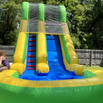 China Commerciële droge en natte 25ft opblaasbare waterslide met zwembad Kids'Summer Water Game Te koop