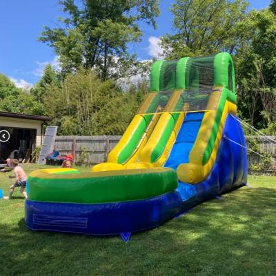 China Commerciële droge en natte 25ft opblaasbare waterslide met zwembad Kids'Summer Water Game Te koop