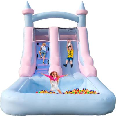 China Entretenimento interior e exterior Deslizamento de água inflável de cor clara com piscina à venda