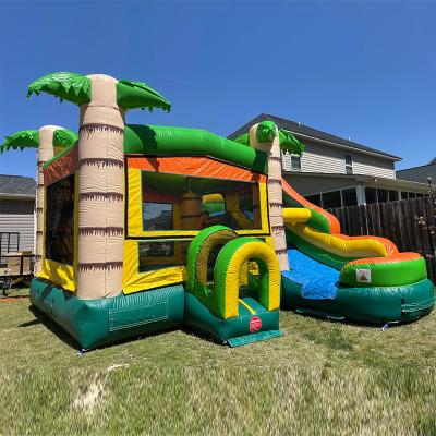 Cina Caratteristiche PORTABLE Castello gonfiabile Palm Tree Bounce House con scivolo e piccola piscina in vendita