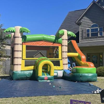 Cina Caratteristiche PORTABLE Castello gonfiabile Palm Tree Bounce House con scivolo e piccola piscina in vendita
