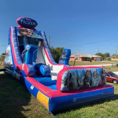 China Maximale capaciteit 100-500 kg opblaasbare bevroren bounce house waterglijbaan met groot zwembad Te koop