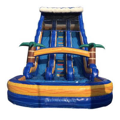 China Persoonlijke maat Commerciële PVC waterglijbaan opblaasbaar met zwembad en afneembare ladder Te koop