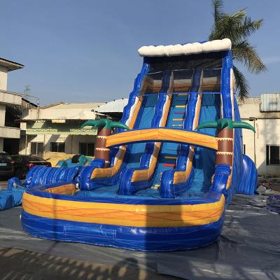 China Persoonlijke maat Commerciële PVC waterglijbaan opblaasbaar met zwembad en afneembare ladder Te koop