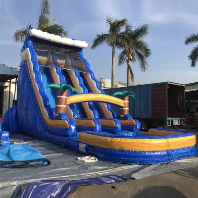 China Persoonlijke maat Commerciële PVC waterglijbaan opblaasbaar met zwembad en afneembare ladder Te koop