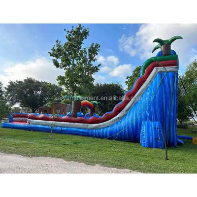 China Verlengde dubbele glijbaan Rode opwindende opblaasbare combo springkasteel voor waterpark Te koop
