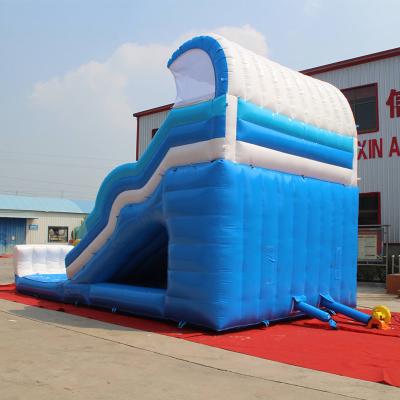 Cina Combo gonfiabile a doppio scivolo blu di grandi dimensioni per affitto di feste su misura in vendita