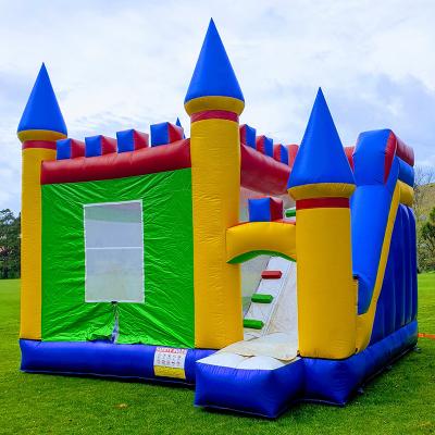 China CE/EN71/EN14960 Certified Colorful Block Inflatable Castle Bounce House with Slide for sale