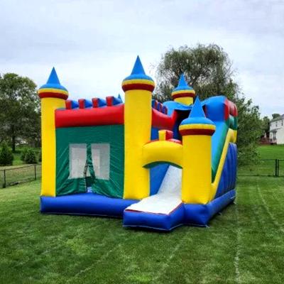 China CE/EN71/EN14960 Certified Colorful Block Inflatable Castle Bounce House with Slide for sale