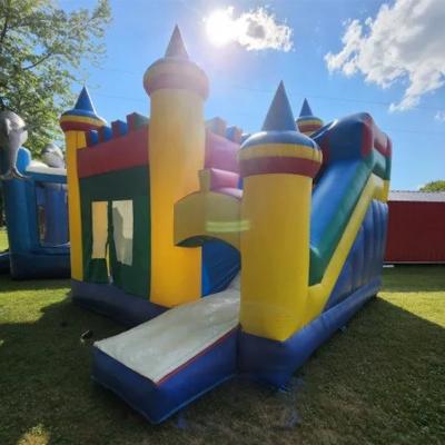 China CE/EN71/EN14960 Certified Colorful Block Inflatable Castle Bounce House with Slide for sale