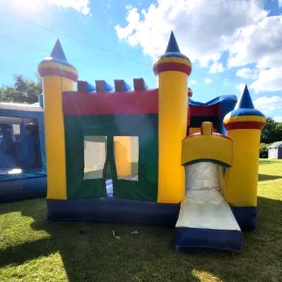 China CE/EN71/EN14960 Certified Colorful Block Inflatable Castle Bounce House with Slide for sale