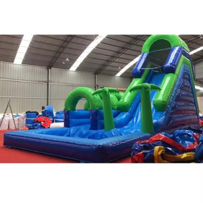 Cina Sliding all green palm tree Slide gonfiabile con piscina combinata in vendita