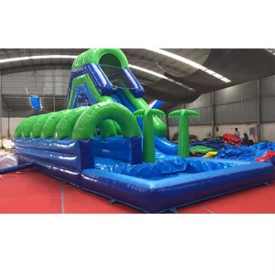 Cina Sliding all green palm tree Slide gonfiabile con piscina combinata in vendita
