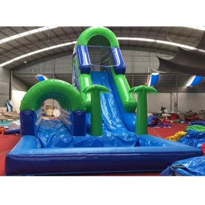 Cina Sliding all green palm tree Slide gonfiabile con piscina combinata in vendita