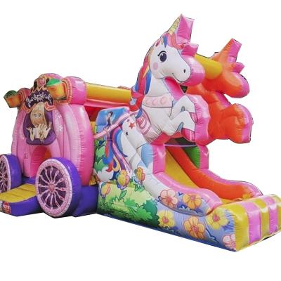 China Shipping Way Sea Air Express Rainbow Unicorn Inflatable Bouncy Bouncer with Slide for sale