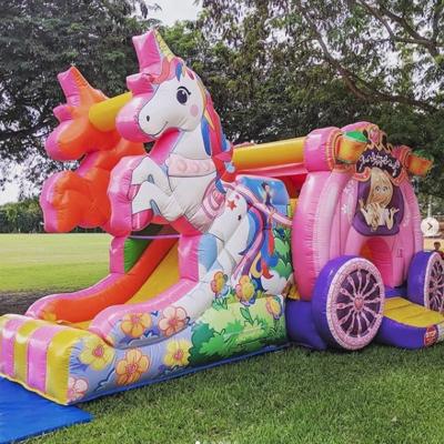 China Shipping Way Sea Air Express Rainbow Unicorn Inflatable Bouncy Bouncer with Slide for sale