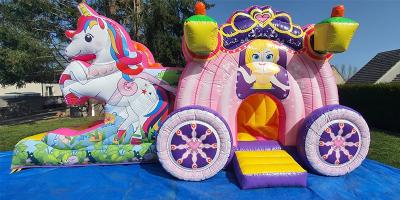 China Shipping Way Sea Air Express Rainbow Unicorn Inflatable Bouncy Bouncer with Slide for sale