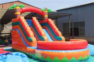 China Persoonlijk geprinte grote lange glijbaan opblaasbare zwembad glijbaan combo voor outdoor fun combo Te koop