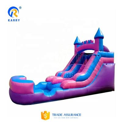 China Persoonlijk geprinte grote lange glijbaan opblaasbare zwembad glijbaan combo voor outdoor fun combo Te koop