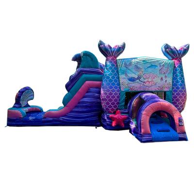 China Colorful Mermaid Inflatable Bouncy Castle with Water Slide and Pool Party Rental for sale