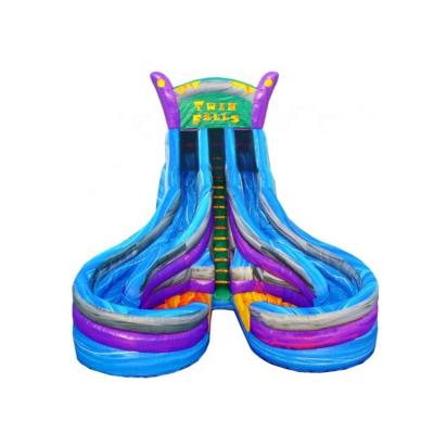 China Backyard Fun Large Inflatable Water Slide with Two Lane Wet Slip and 0.55mm Plato PVC for sale
