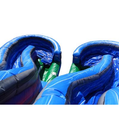China Backyard Fun Large Inflatable Water Slide with Two Lane Wet Slip and 0.55mm Plato PVC for sale