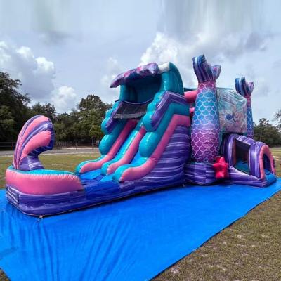 China Colorful Mermaid Inflatable Bouncy Castle with Water Slide and Pool Party Rental for sale