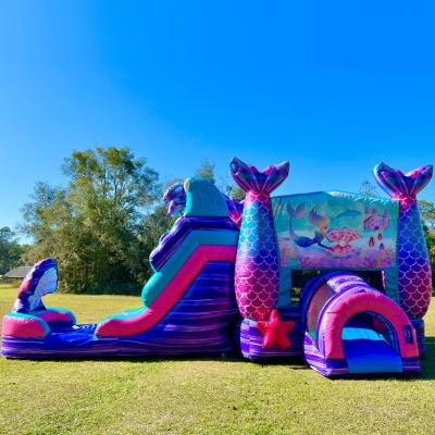 China Colorful Mermaid Inflatable Bouncy Castle with Water Slide and Pool Party Rental for sale
