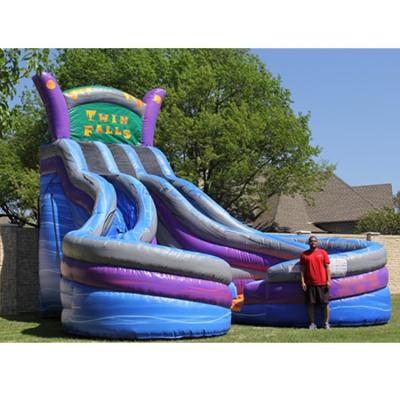 China Backyard Fun Large Inflatable Water Slide with Two Lane Wet Slip and 0.55mm Plato PVC for sale