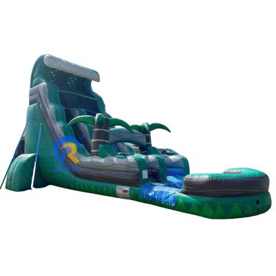 China 5-10 Passagiers PVC opblaasbare waterslide CE-normen Blower Groene palmboom met zwembad Te koop