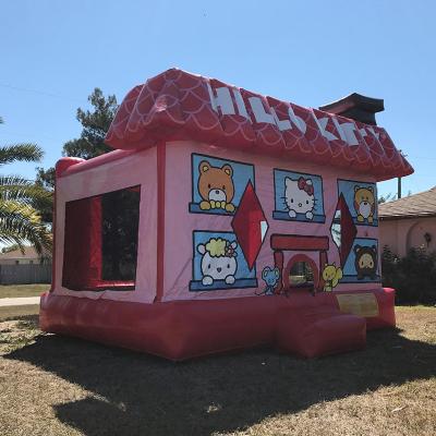 China 14 Years up Popular Red Hello Kit-ty Inflatable Trampoline Bouncer Castle with Repair Kits for sale