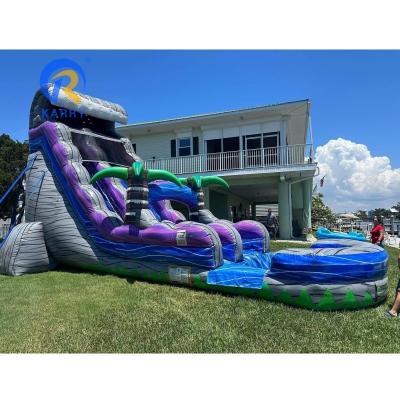中国 5〜10人用 PVC 充気式水スライド CE 規格 吹風機 プール付き緑色パームツリー 販売のため