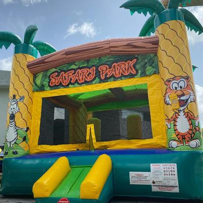 China Aluguer de festas Parque de safari tema PVC casa de salto inflável para clientes unisex à venda