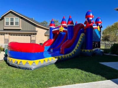 China Party Events  Commercial PVC Red Rocket Inflatable Bounce House with Slide  Pool for sale