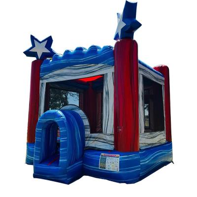 China Logotipo do cliente Cama de bebê de PVC Estrela azul Casa de salto inflável Castelo de saltos para alugar à venda