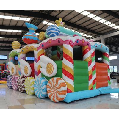 China Gepersonaliseerde kleur Commercieel PVC opblaasbaar springkasteel voor snoepwagen in feestverhuur Te koop