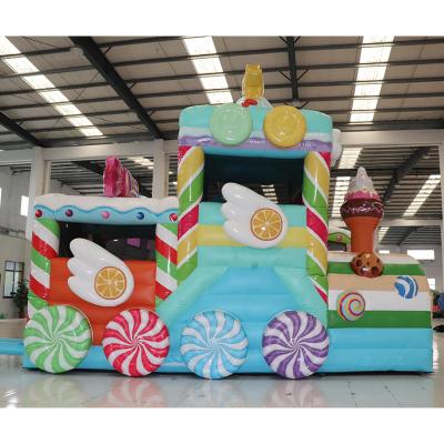 China Gepersonaliseerde kleur Commercieel PVC opblaasbaar springkasteel voor snoepwagen in feestverhuur Te koop