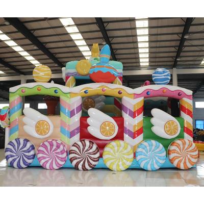 China Gepersonaliseerde kleur Commercieel PVC opblaasbaar springkasteel voor snoepwagen in feestverhuur Te koop