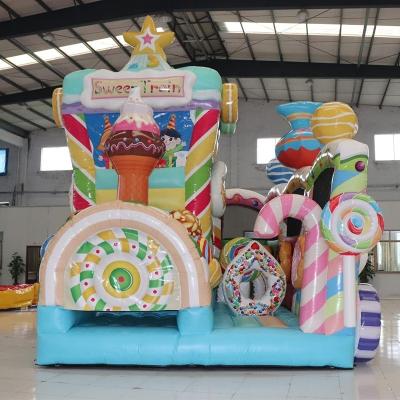 China Gepersonaliseerde kleur Commercieel PVC opblaasbaar springkasteel voor snoepwagen in feestverhuur Te koop
