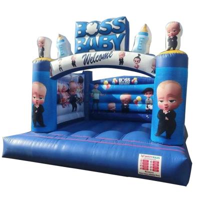 China Blower Boss Baby Theme Inflatable Jumping Castle Bouncer Cute Blue Cartoon Trampoline for sale